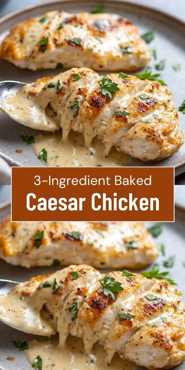 3-Ingredient Baked Caesar Chicken – savorandnest.com