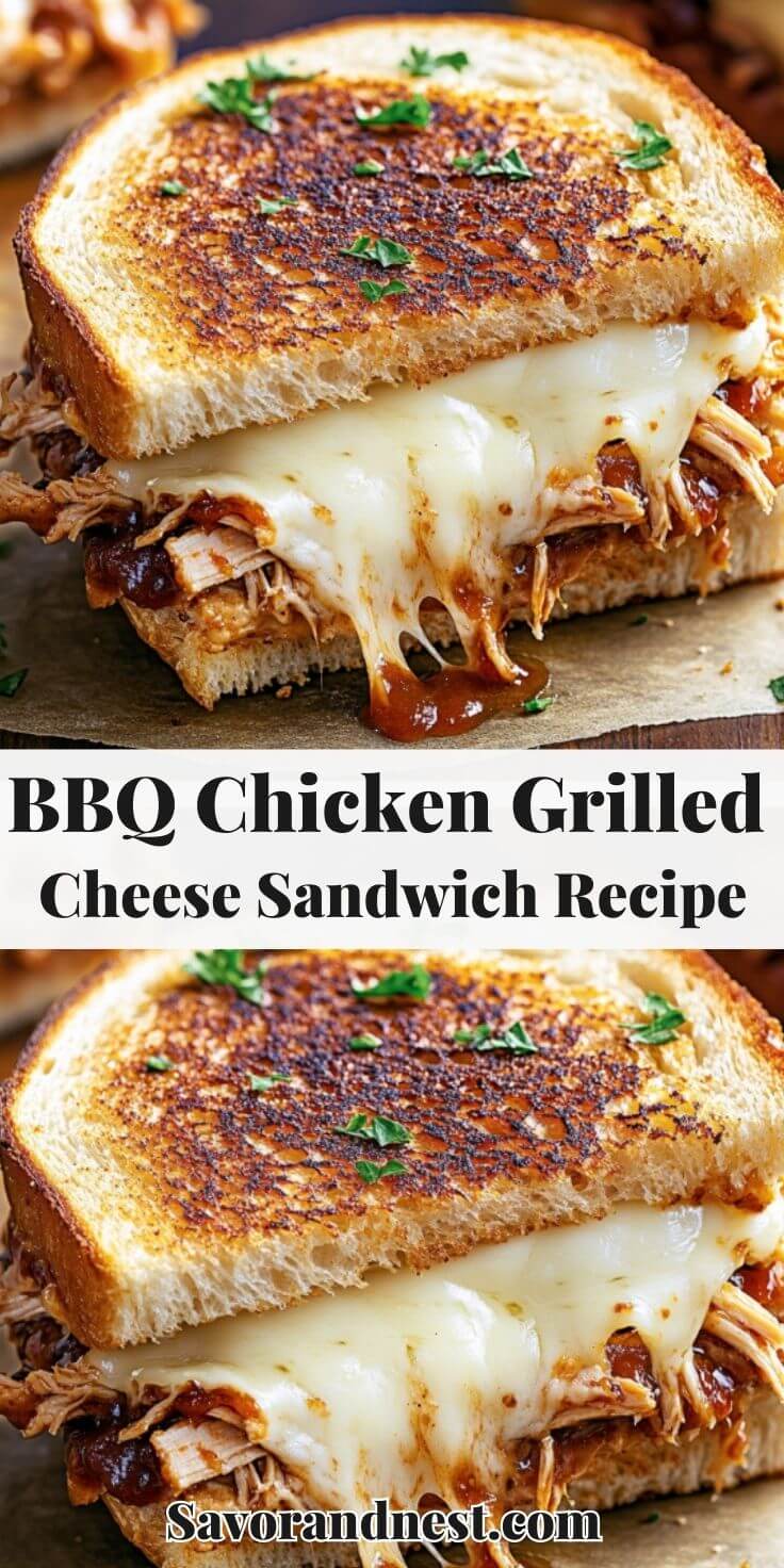BBQ Chicken Grilled Cheese Sandwich Recipe – savorandnest.com