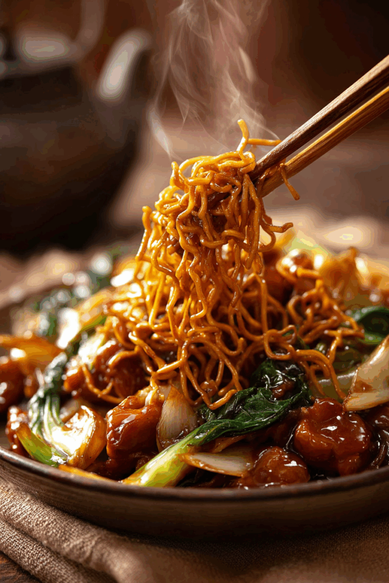 Crispy Noodles with Saucy Chicken & Vegetables Recipe – savorandnest.com