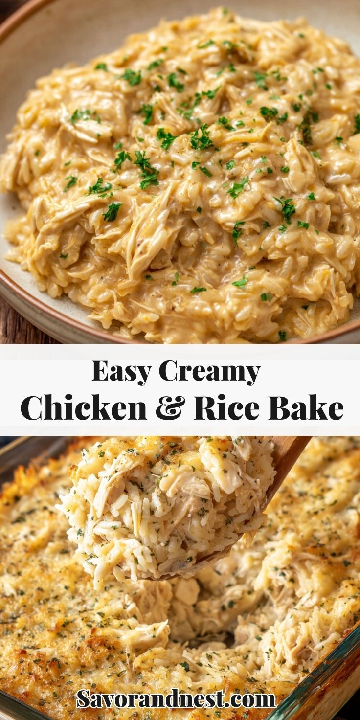 Easy Creamy Chicken & Rice Bake – savorandnest.com
