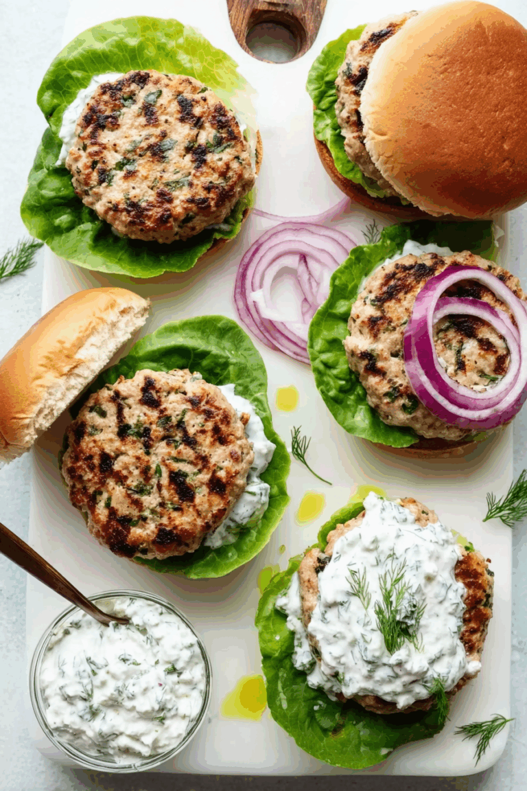 Quick Greek-Style Turkey Burgers with Creamy Tzatziki Sauce ...