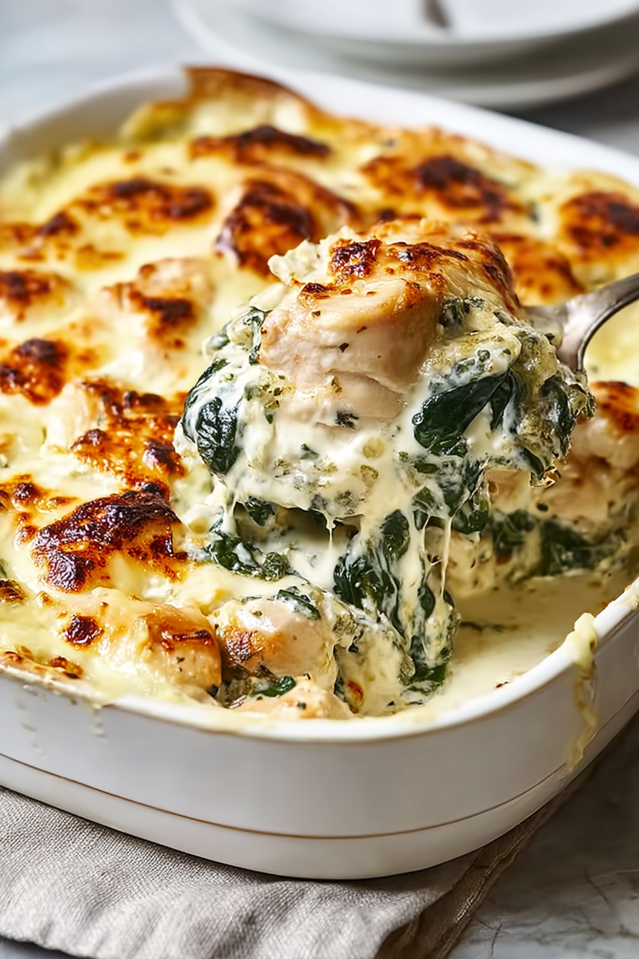 Chicken & Spinach Bake with Cream Cheese – savorandnest.com