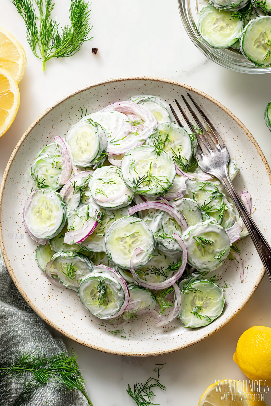 Creamy Cucumber Salad Recipe – savorandnest.com