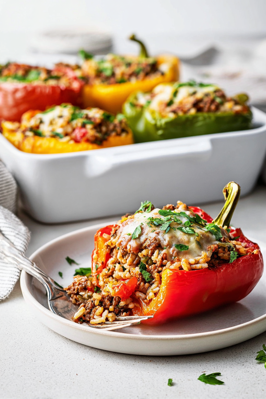 Easy Classic Beef Stuffed Peppers – savorandnest.com