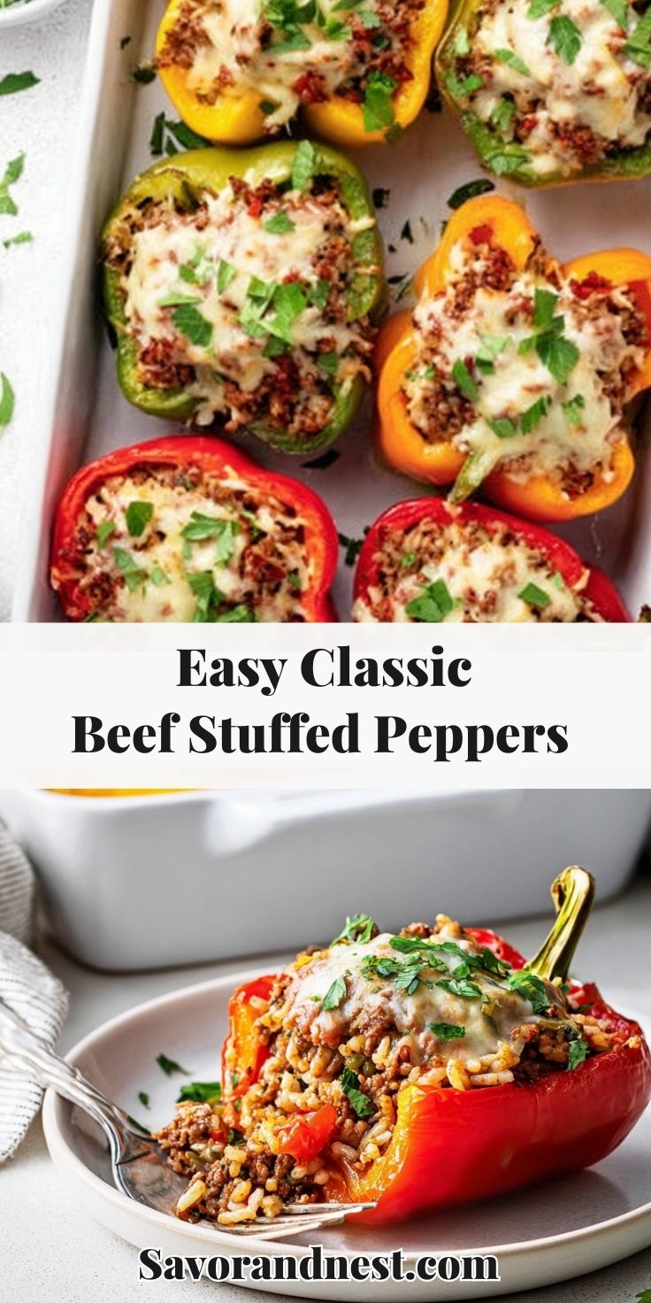 Easy Classic Beef Stuffed Peppers – savorandnest.com