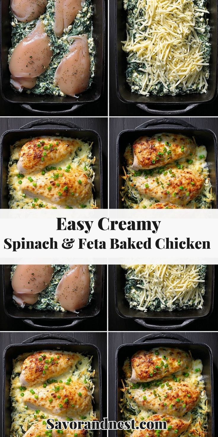 Easy Creamy Spinach & Feta Baked Chicken – savorandnest.com